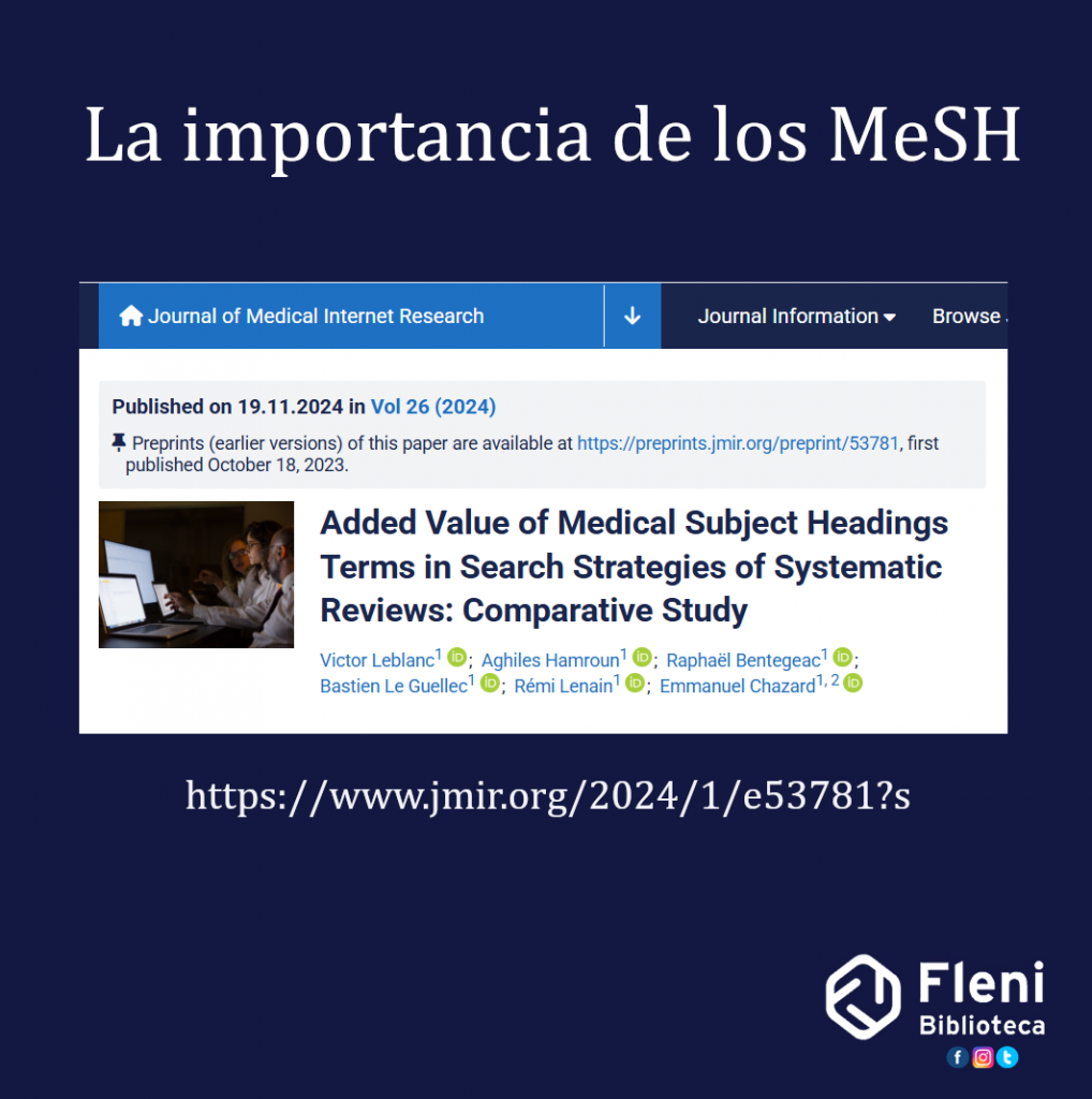 La importancia de los MeSH – Biblioteca Fleni